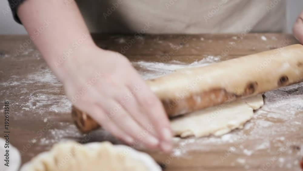 Step by step. Rolling out dough for pie crust Stock ビデオ | Adobe Stock
