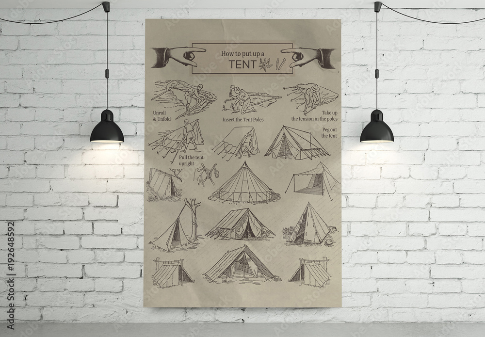 Antique Illustrated How to Put Up a Tent Poster Stock Template | Adobe ...