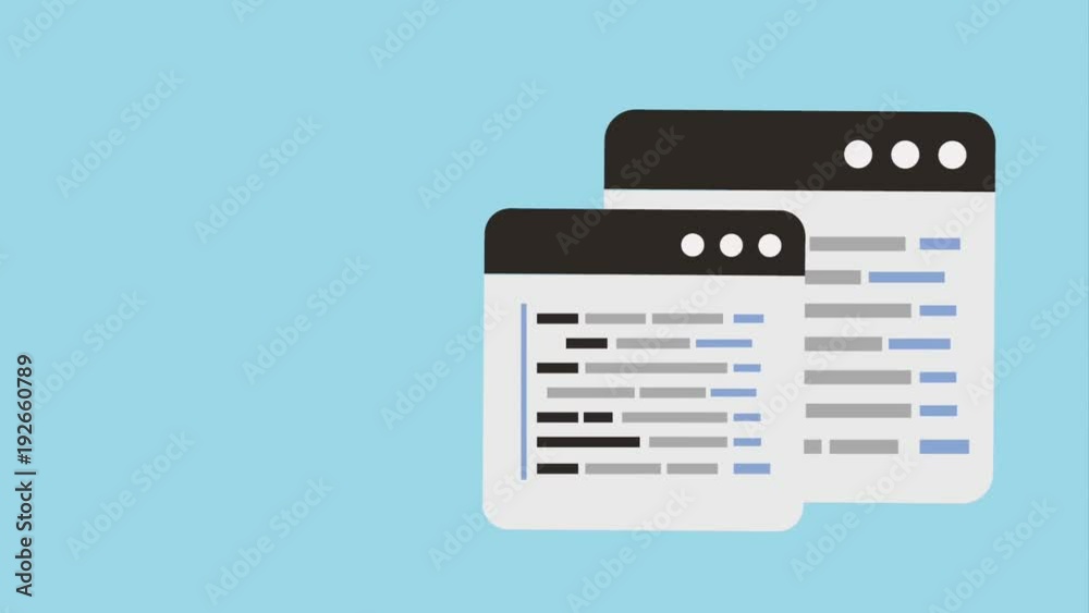 tab window with text lines icons animation design Stock Video | Adobe Stock