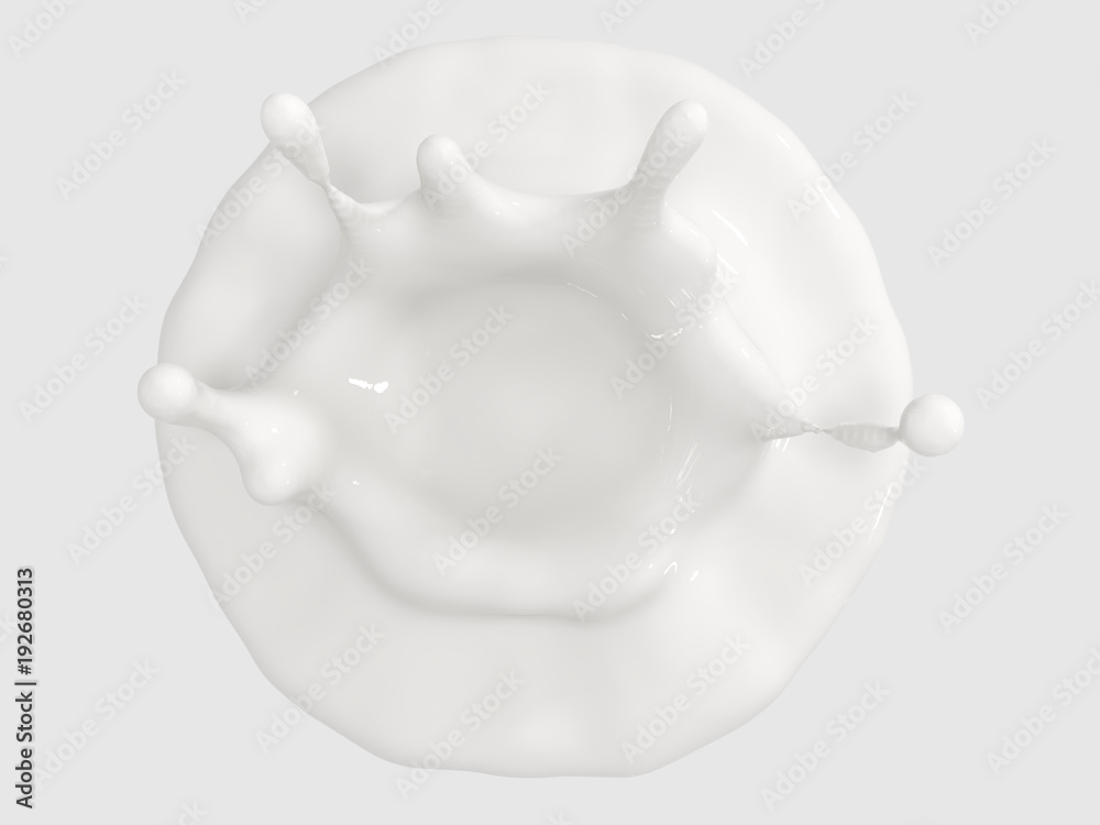 drops milk isolated on White Background 3D rendering illustration for ...