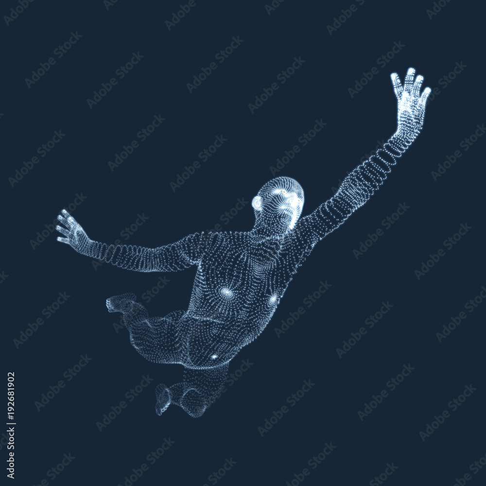 Jumping Man. 3D Model of Man. Human Body Model. Vector Illustration ...