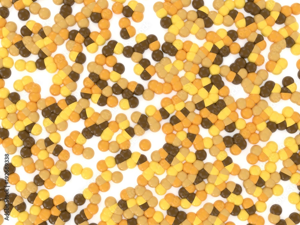 3d illustration of abstract atomic or molecular structures random ...