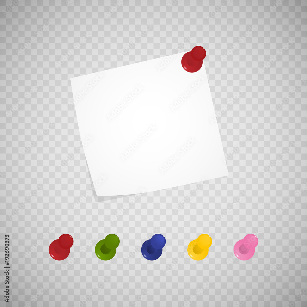 Vector image of set of colored safety pins and paperclip with a sheet ...