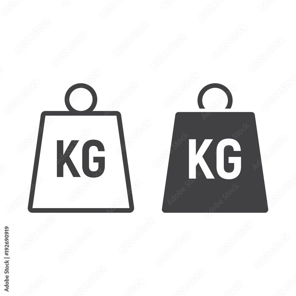 Weight symbol line and glyph icon, logistic and delivery, kilogram sign ...