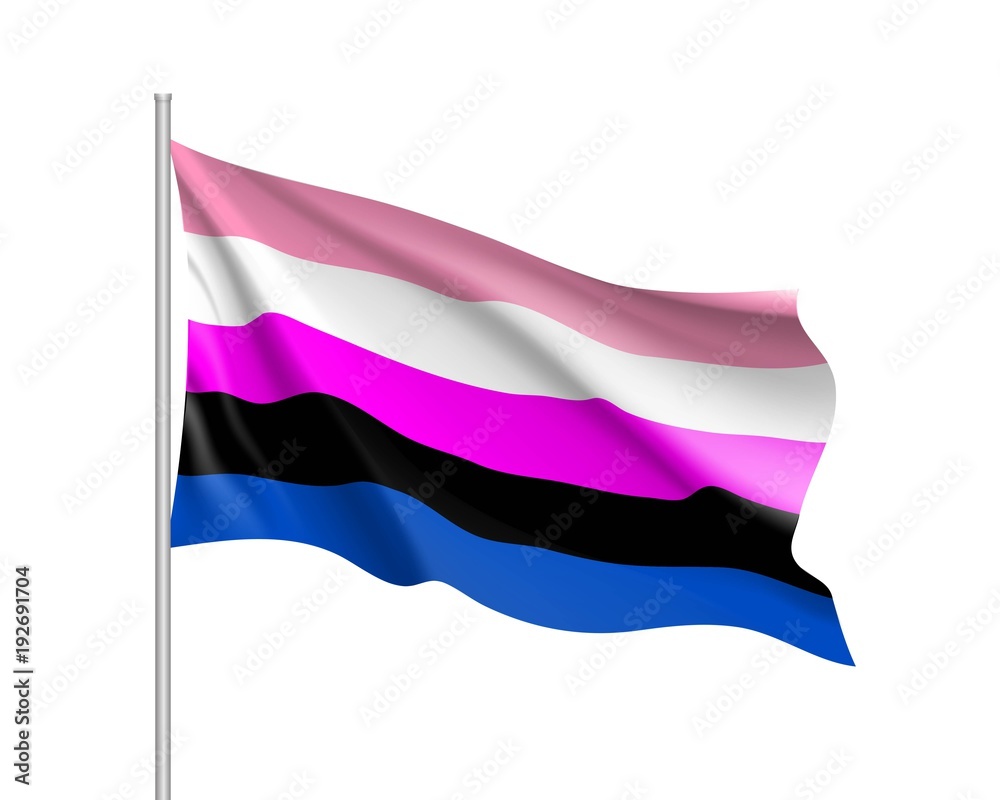 Gender fluid symbol people, realistic waving flag. Symbol of changeable ...