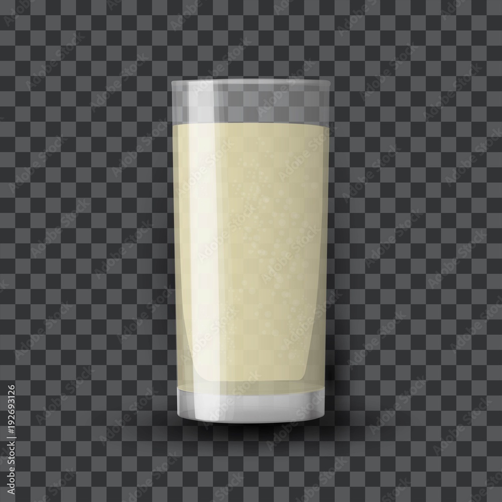 Milk in a glass. Dairy product in a clear glassful beaker. Transparent ...