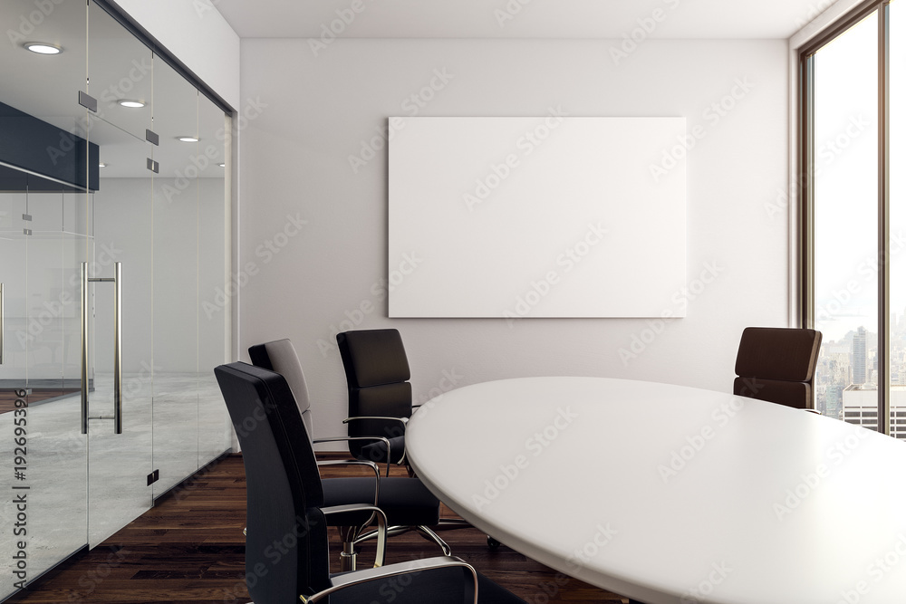 Modern conference room with poster Stock Illustration | Adobe Stock