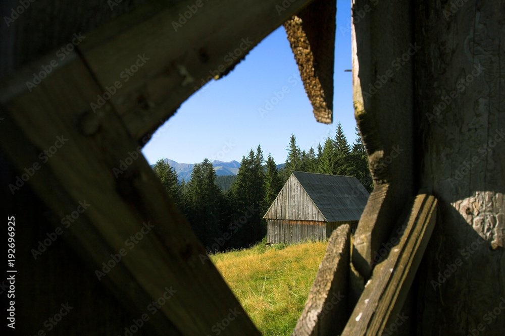 The view throufh the small wood window of the Hayloft situated under ...