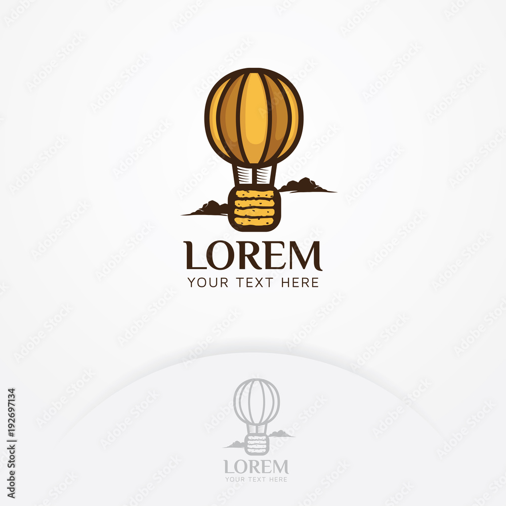 Bread logo. Illustration of bread logo fly with air balloon. Food Icon ...