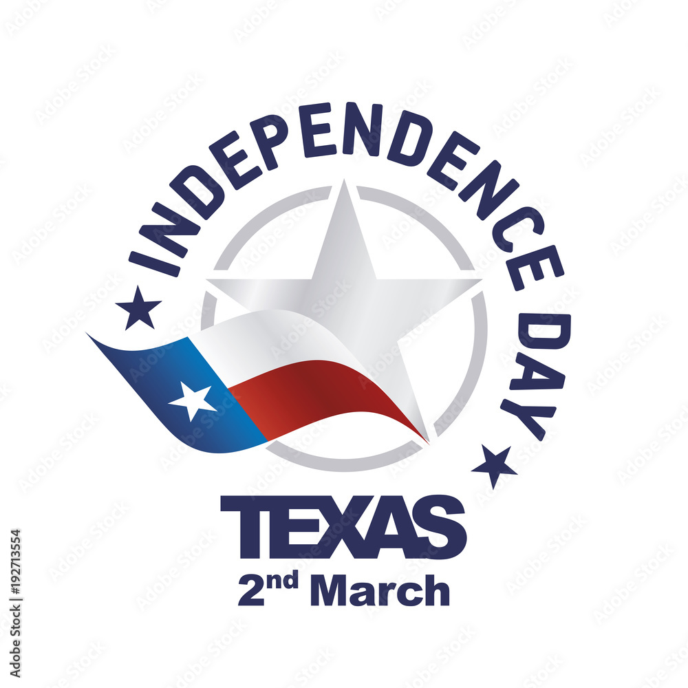 Independence Day TEXAS flag ribbon logo icon white background Stock ...