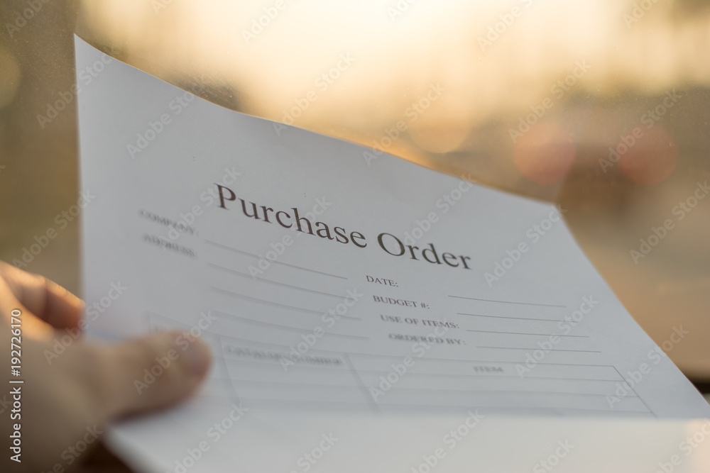 Fill in the purchase items in an order form,Close up of purchase order ...