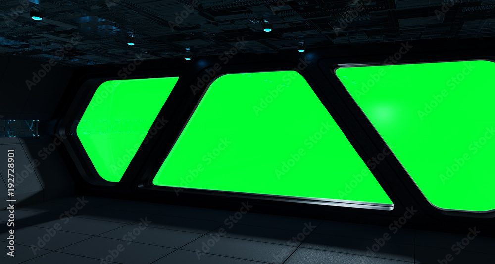 Spaceship futuristic interior with window view Stock Illustration ...