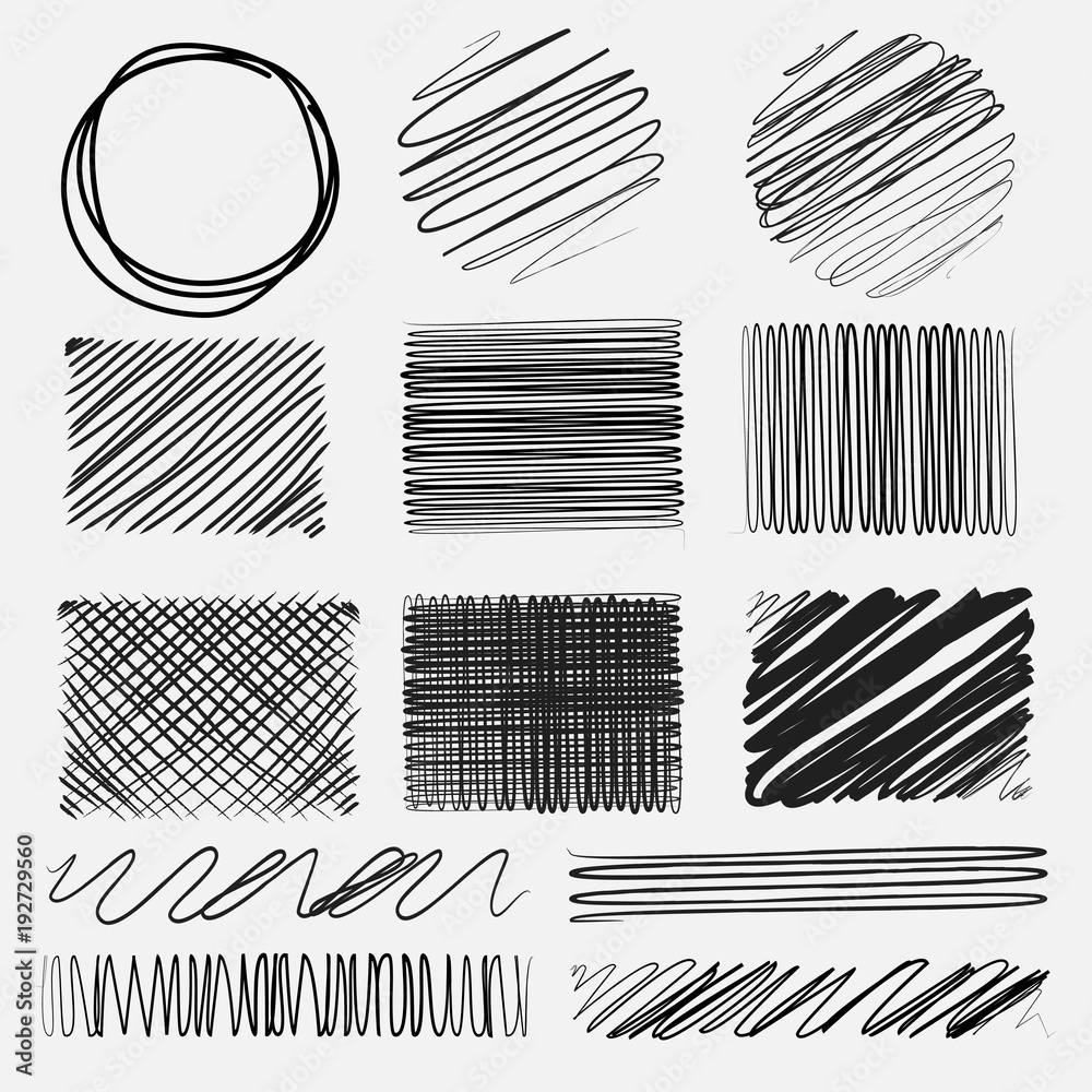 Vector set of line grunge brushes textures. Handmade Vector ...