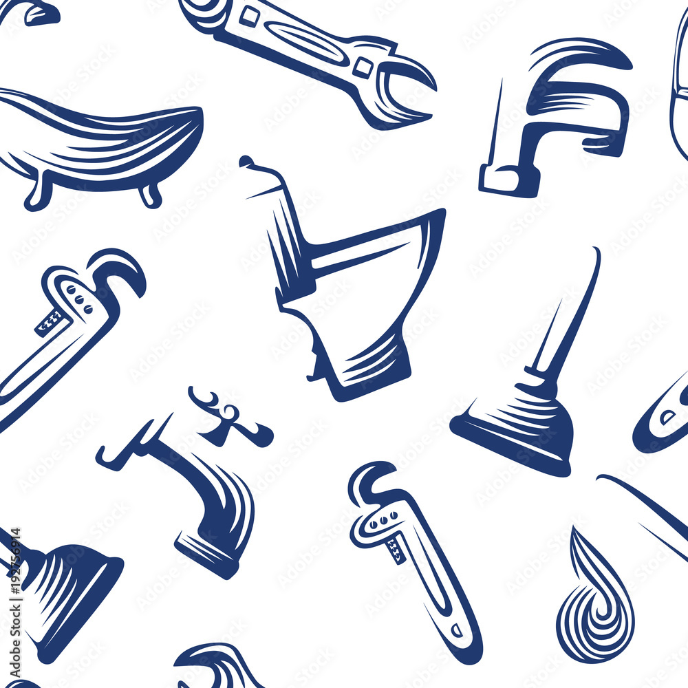 Seamless plumbing pattern background - vector design for site ...