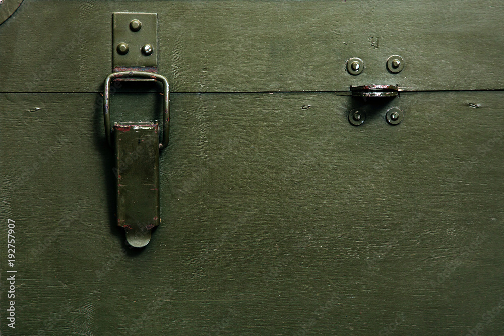 Vintage old military box green storage ammunition lock cloth scratches ...