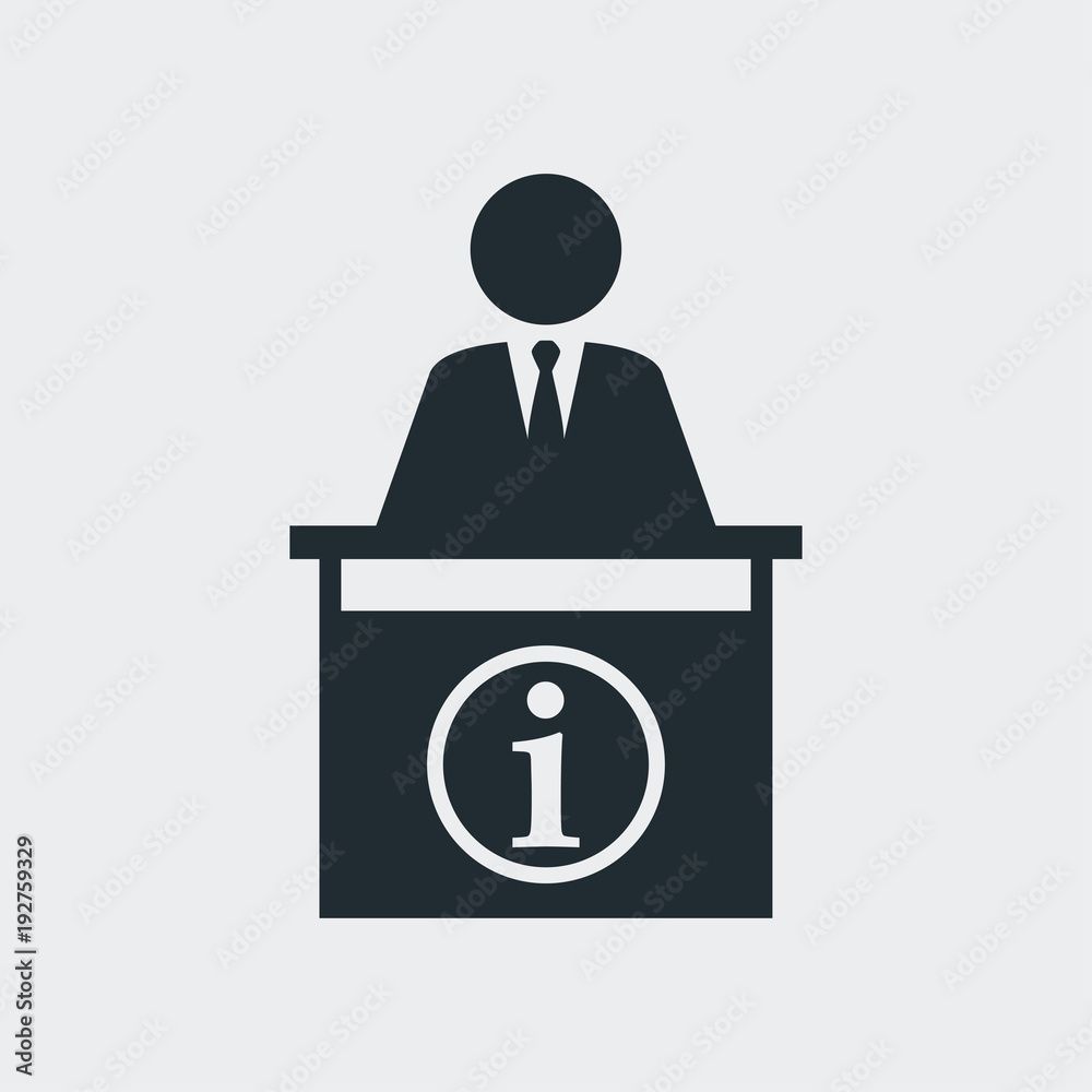 Icono plano mostrador informacion en fondo gris Stock Vector | Adobe Stock