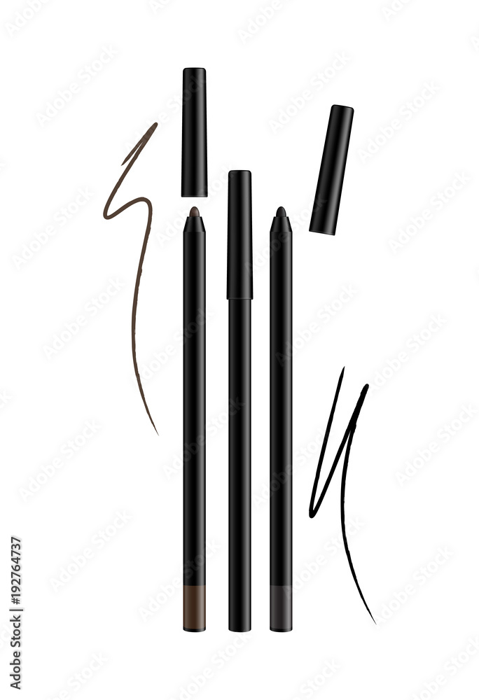 Cosmetic Make-up Eye liner Set Pencils Vector Isolated on White ...