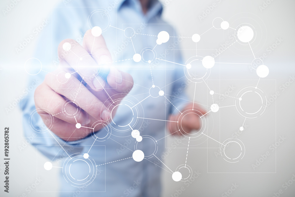 Template for text, Virtual screen Background with icons. Business ...