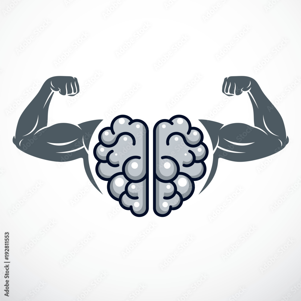 Power Brain emblem, genius concept. Vector design of human anatomical ...