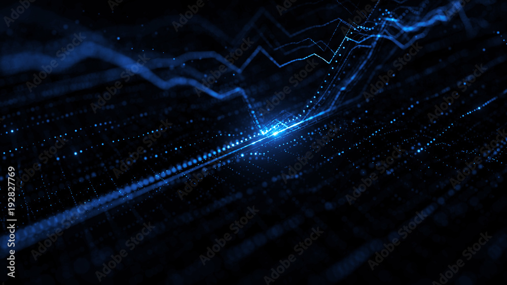 3d render background with graph. Dots form up and down graph forms ...