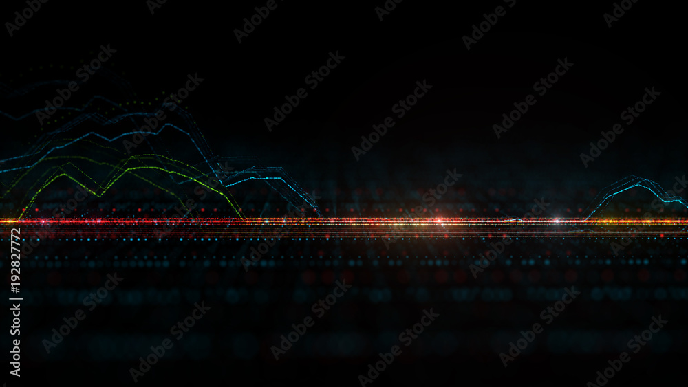 3d render background with graph. Dots form up and down graph forms ...