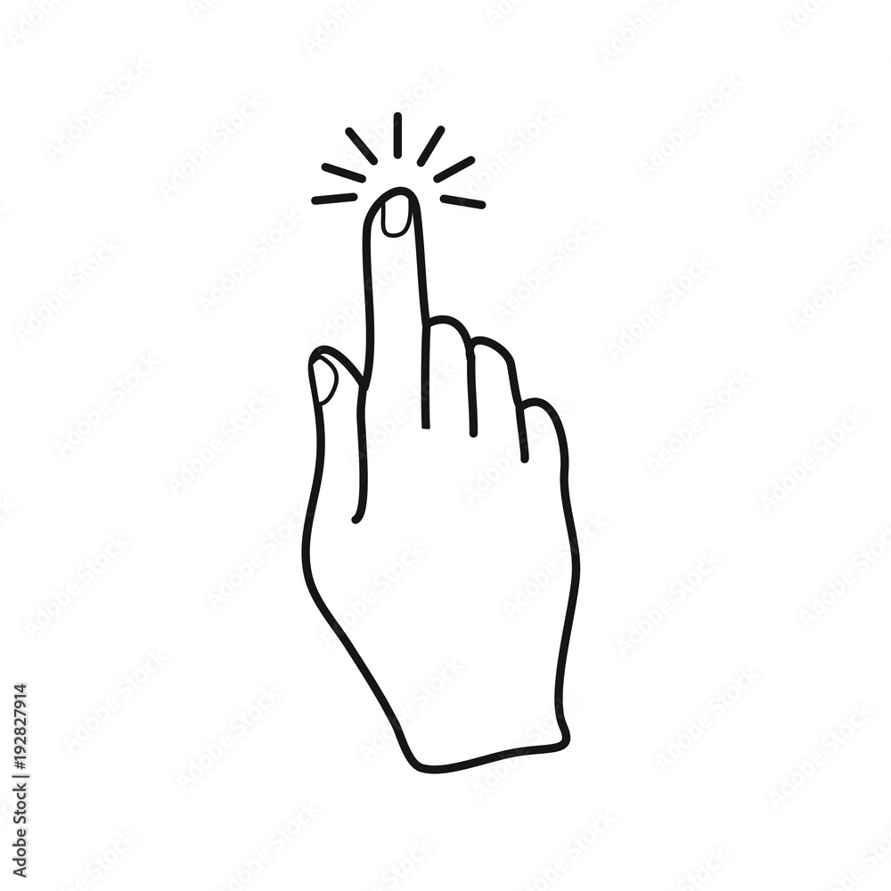 hand finger click icon, black outline simple flat vector, touch screen ...