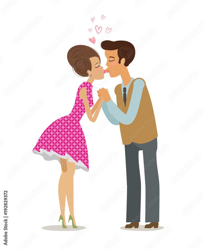 Couple In Love Kissing Tenderly On Lips Romantic Date Kiss Concept
