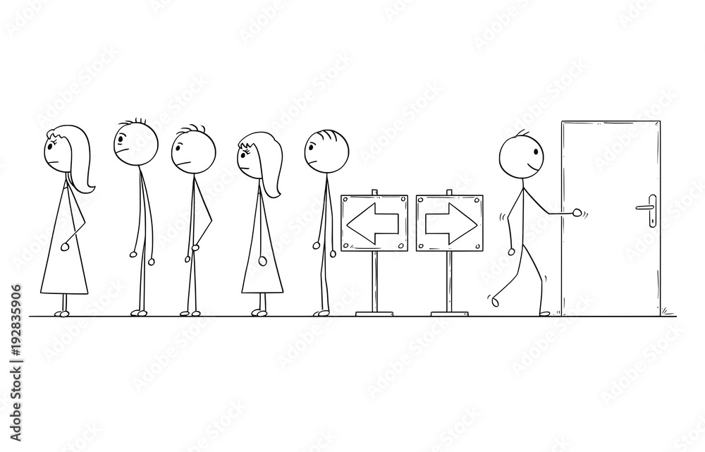 Cartoon stick man drawing conceptual illustration of man looking for ...