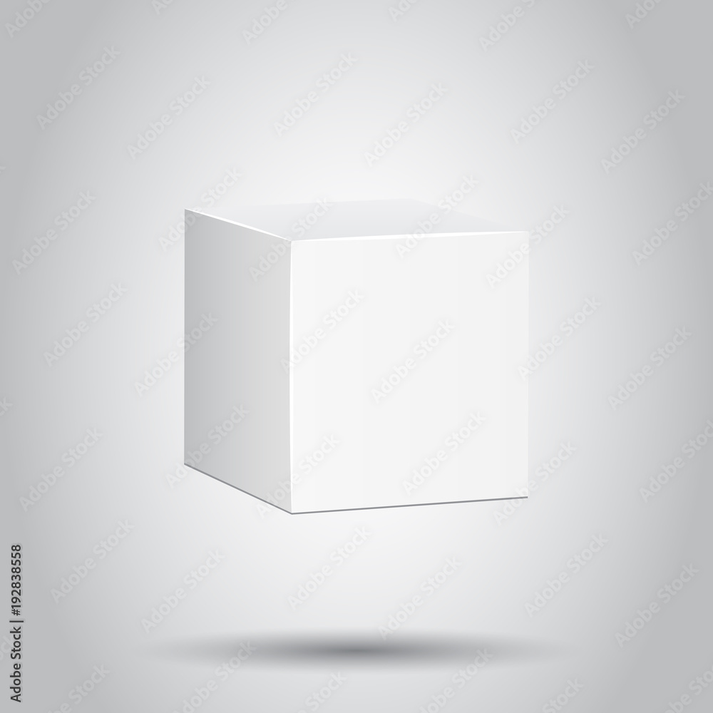Blank white carton 3d box icon. Vector illustration on isolated ...