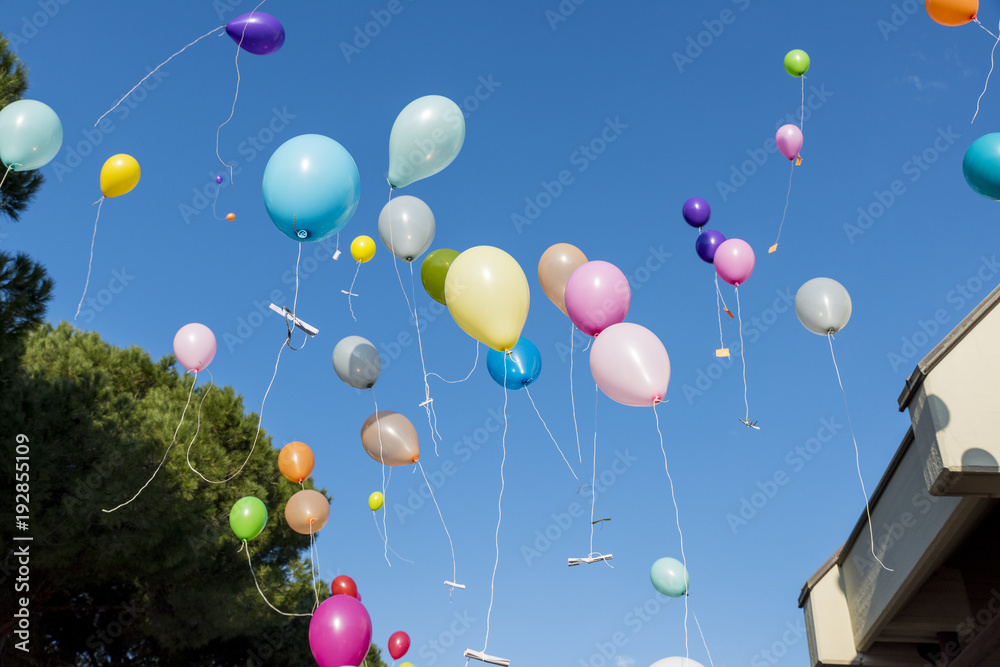 balloons and colorful balloons with happy celebration party background ...