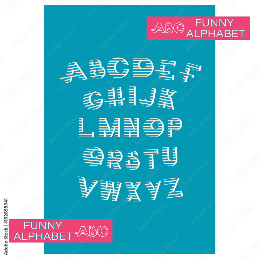 Striped alphabet on blue background. Design a font in blue stripes and ...