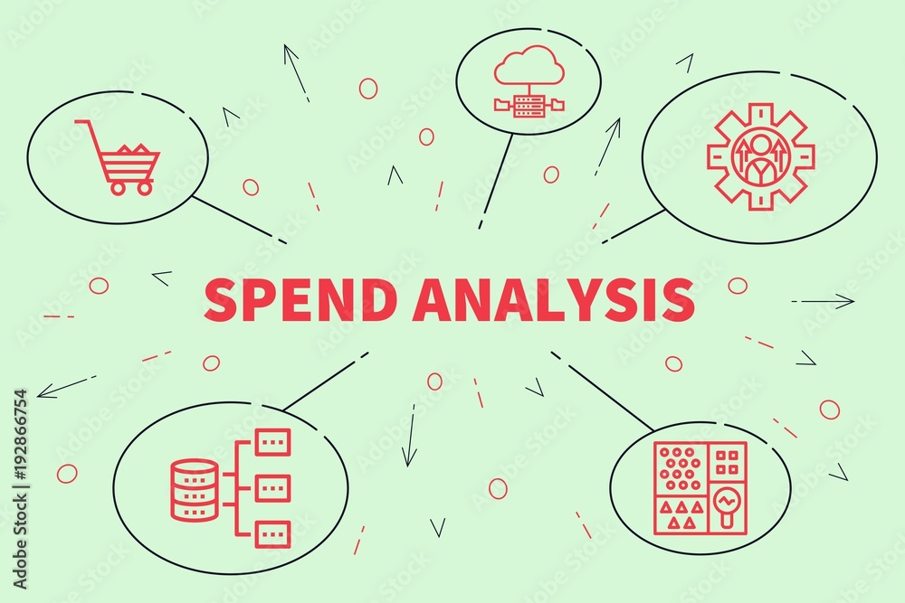 Business illustration showing the concept of spend analysis Stock ...