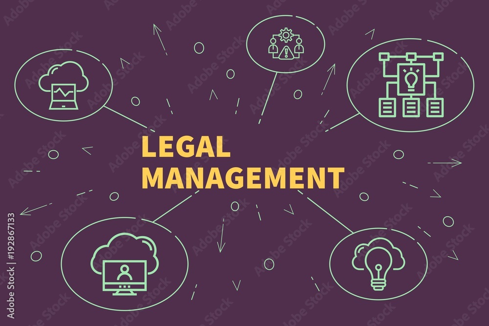 Business illustration showing the concept of legal management Stock ...