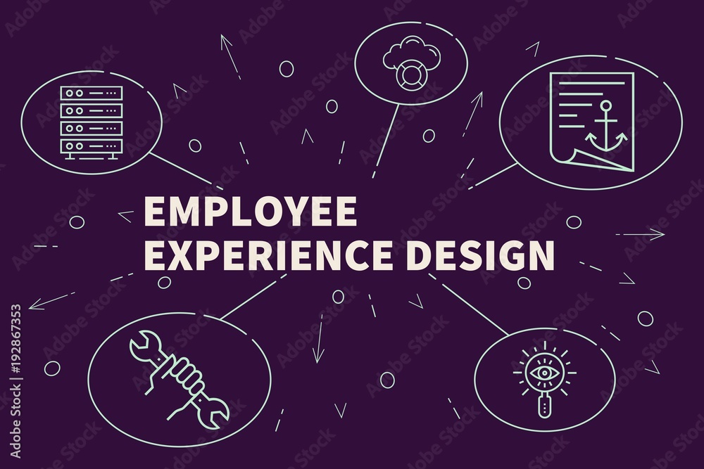 Business illustration showing the concept of employee experience design ...