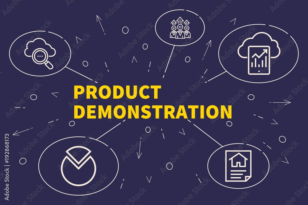 Business illustration showing the concept of product demonstration ...