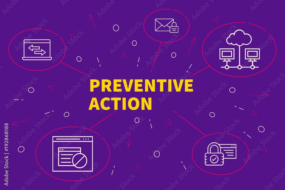 Business illustration showing the concept of preventive action Stock ...