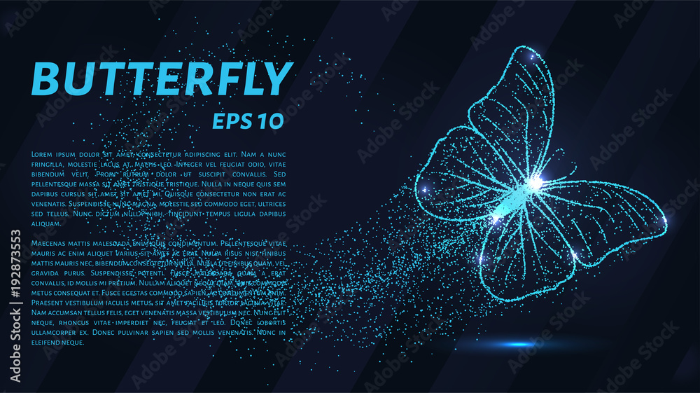 The butterfly consists of particles. The butterfly consists of dots and ...