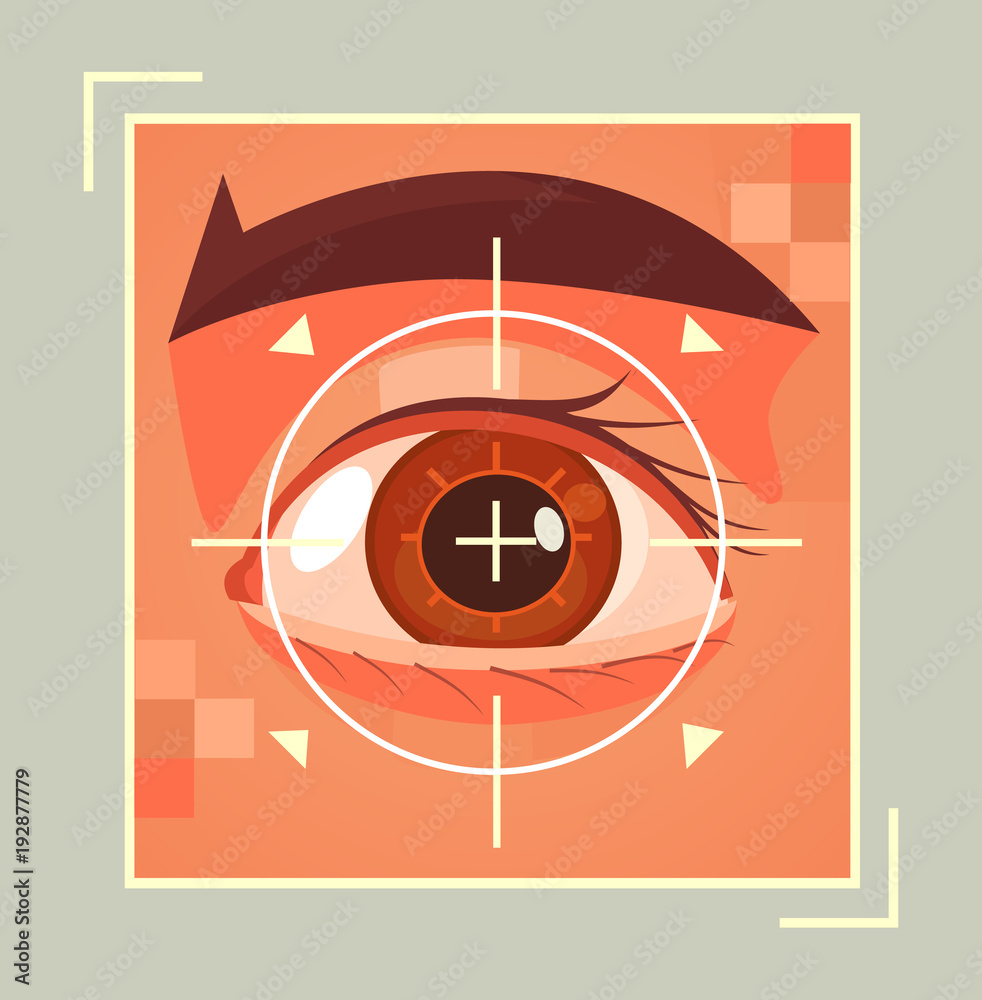 Scanning of retina. Vector flat cartoon illustration Stock Vector ...