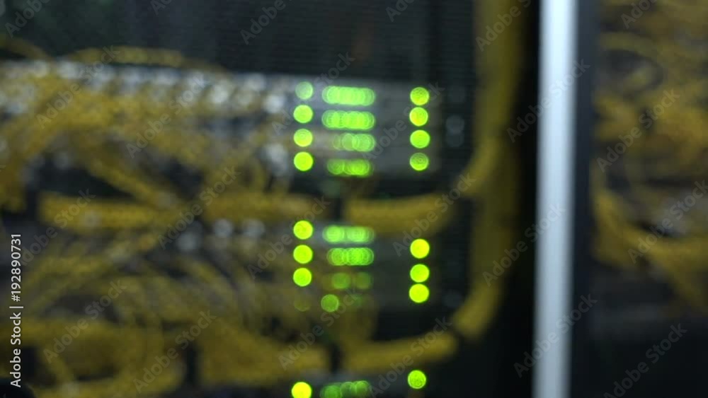 Rack Mounted Servers In A Server Room, Server rack audio cable. Severs ...