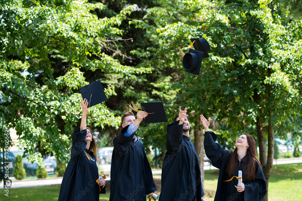 Diversity Students Graduation Success Celebration Concept.Graduates ...