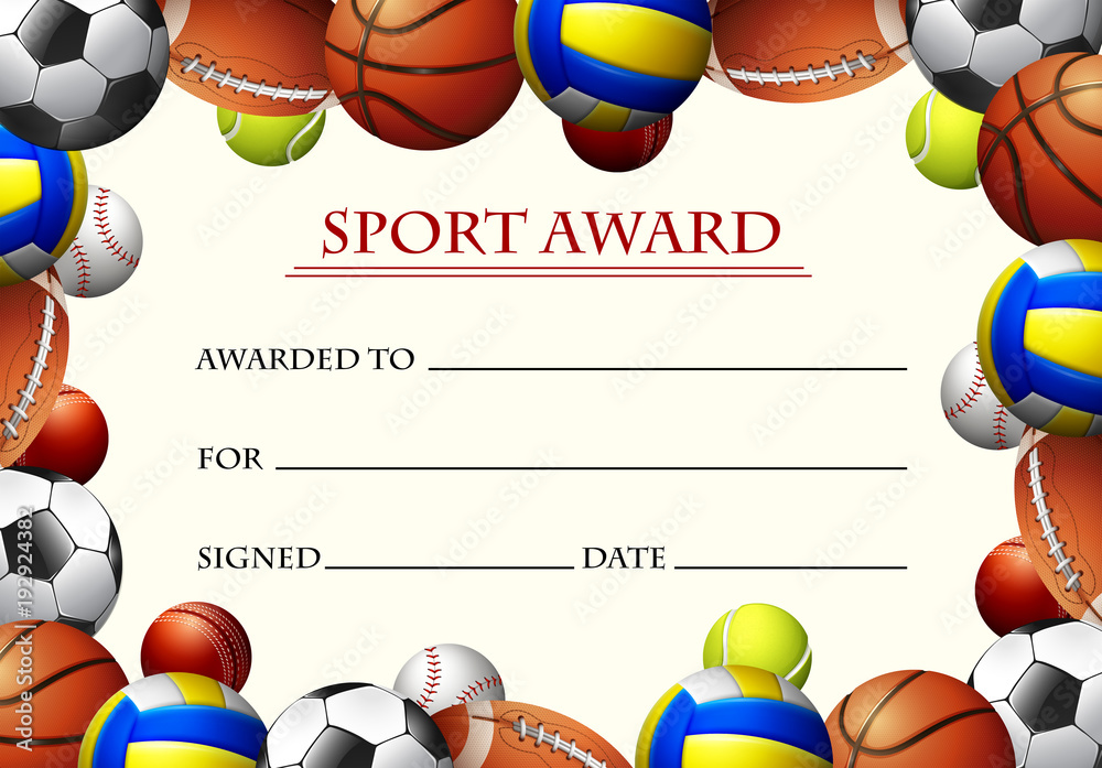 Certificate template for sport award Stock Vector | Adobe Stock