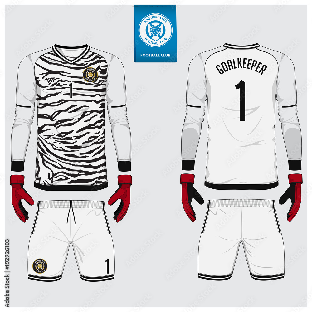 Goalkeeper jersey or soccer kit, goalkeeper glove template design. Long ...