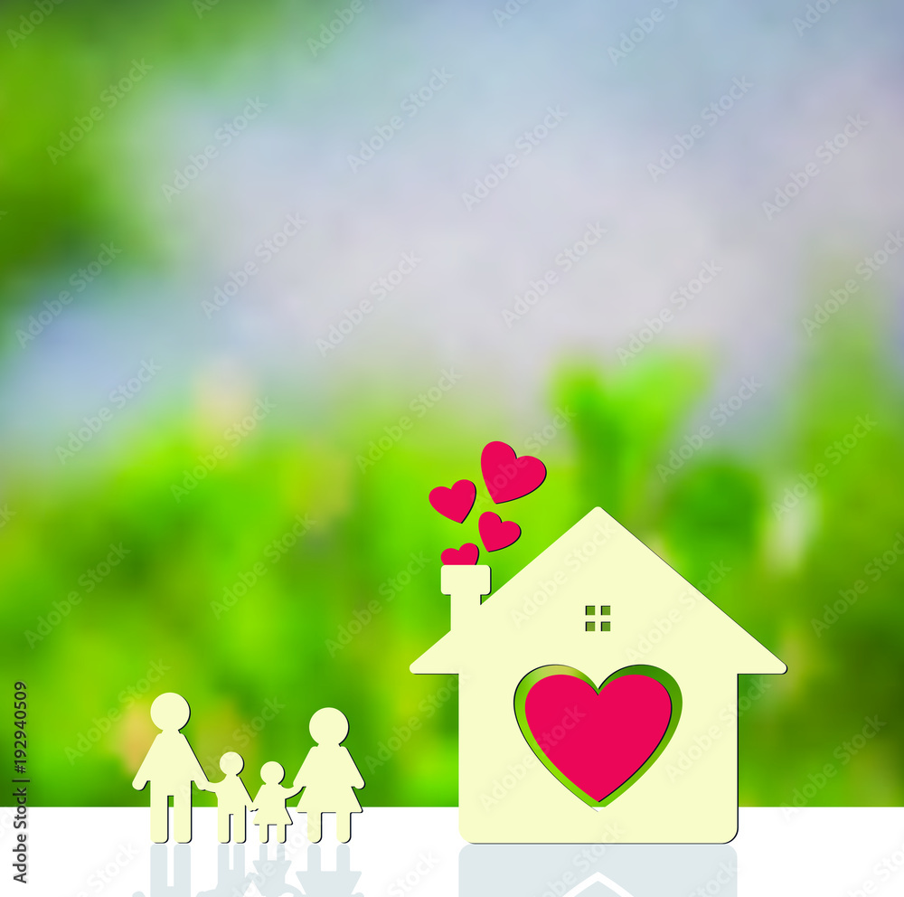 Vetor do Stock: Happy family at home Mom and Dad stand holding hands ...