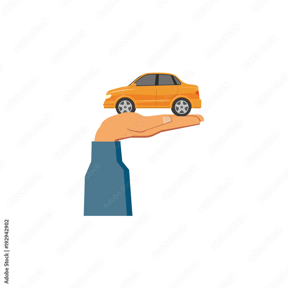 vector flat car service design objects icon. Man hand in working ...