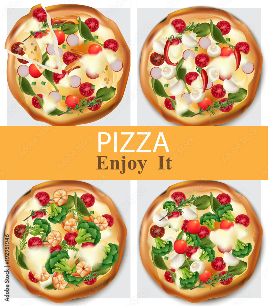 Pizza healthy food Vector realistic Stock Vector | Adobe Stock