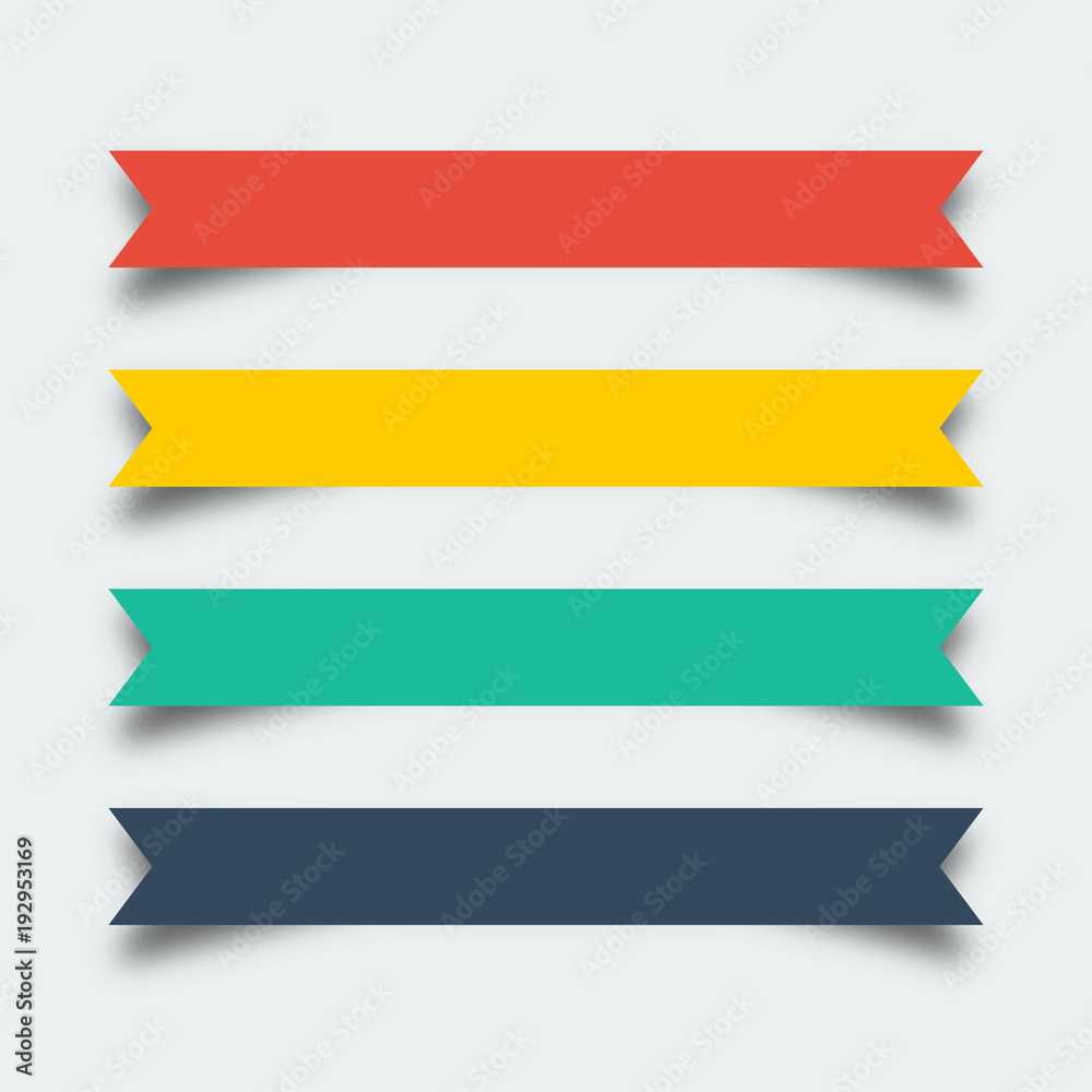 Set of ribbons banners in flat design with shadow Stock Vector | Adobe ...