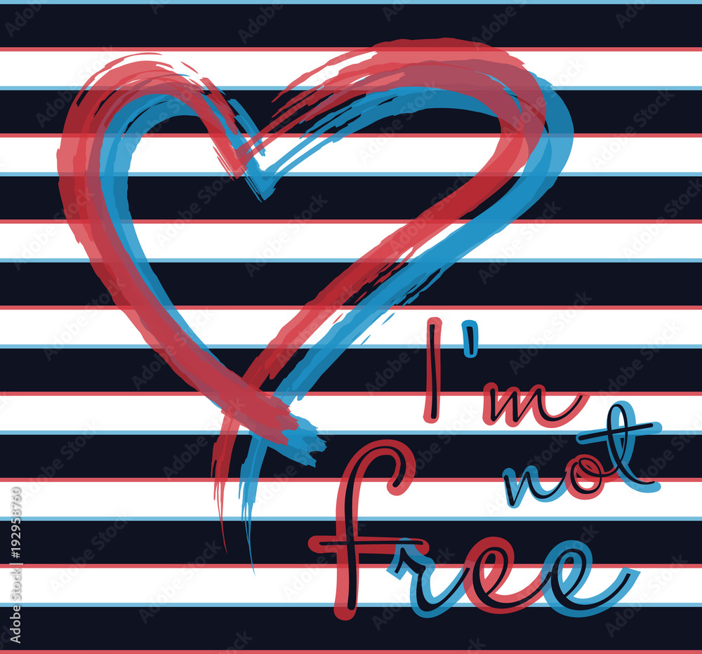 The red heart is painted by hand. Handwritten text. Background for T ...