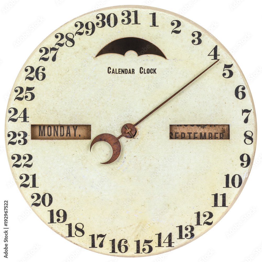 Vintage calendar clock with day of the month indication Stock Photo ...