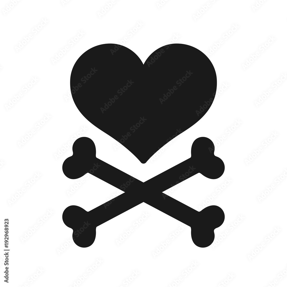 Heart cross bone logo icon pirate vector illustration Stock Vector ...