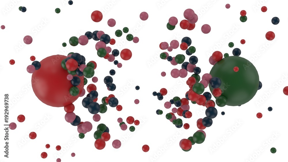 3d illustration of abstract atomic or molecular structures of different ...